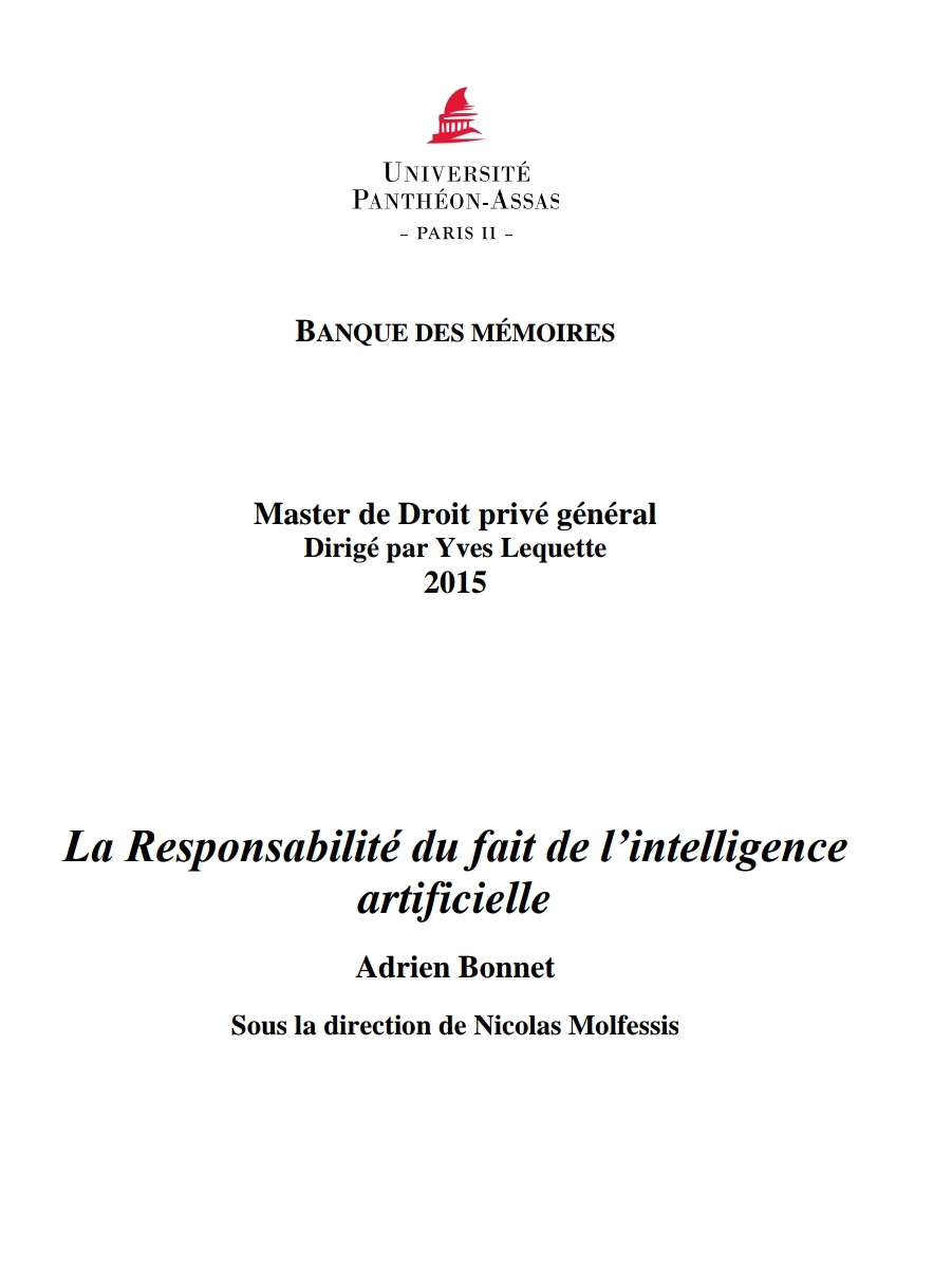 La Responsabilité du fait de l’intelligence artificielle - الذاكرة ...